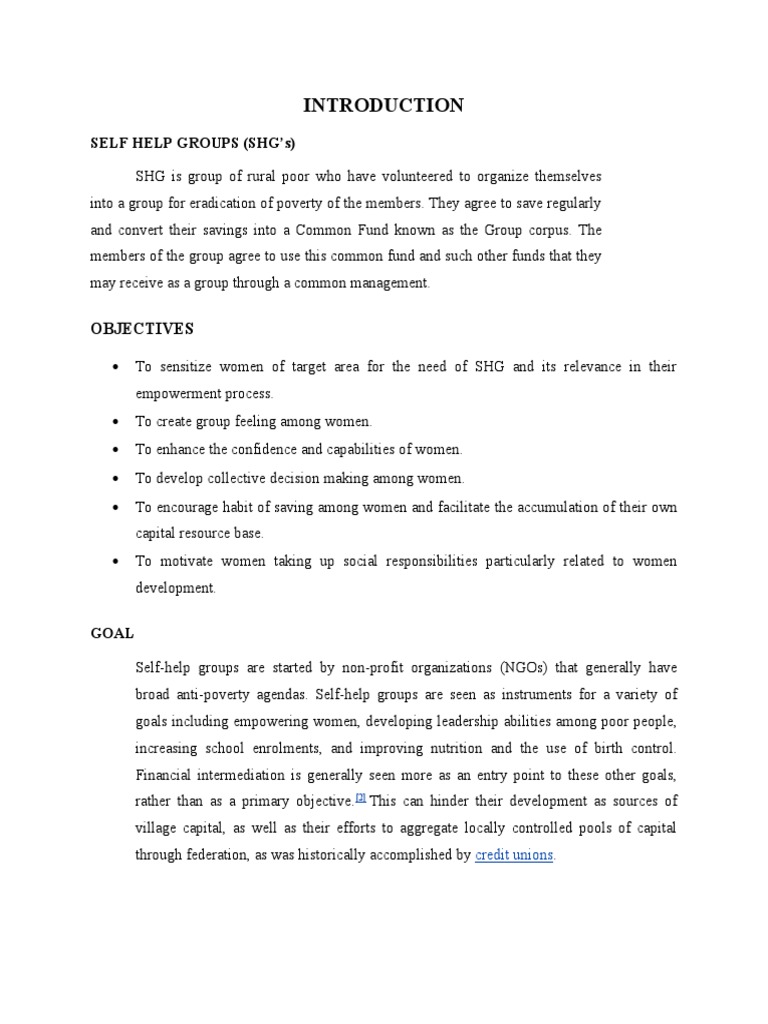 Self Help Groups (SHG'S) : Objectives | PDF | Twelve Step Program ...