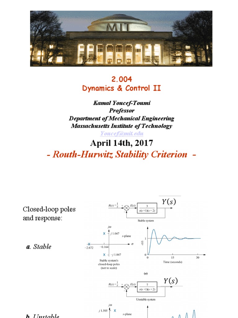 2.004 - Stability - Routh-Hurwitz - Criterion | PDF | Control Theory | Electrical Engineering