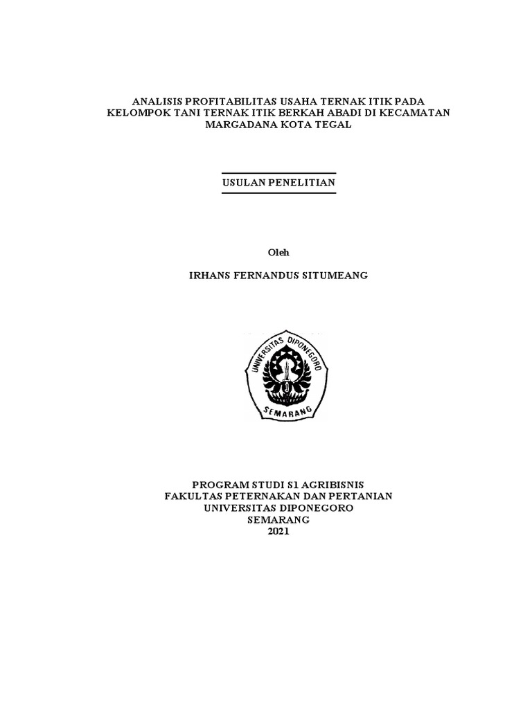 Usulan Penelitian - Irhans Fernandus Situmeang - Agribisnis Undip 2015 ...