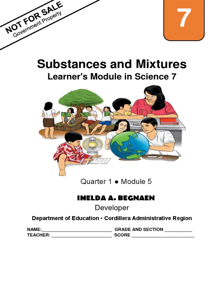 Substances And Mixtures Learner S Module In Science 7 Pdf Mixture Chemical Substances