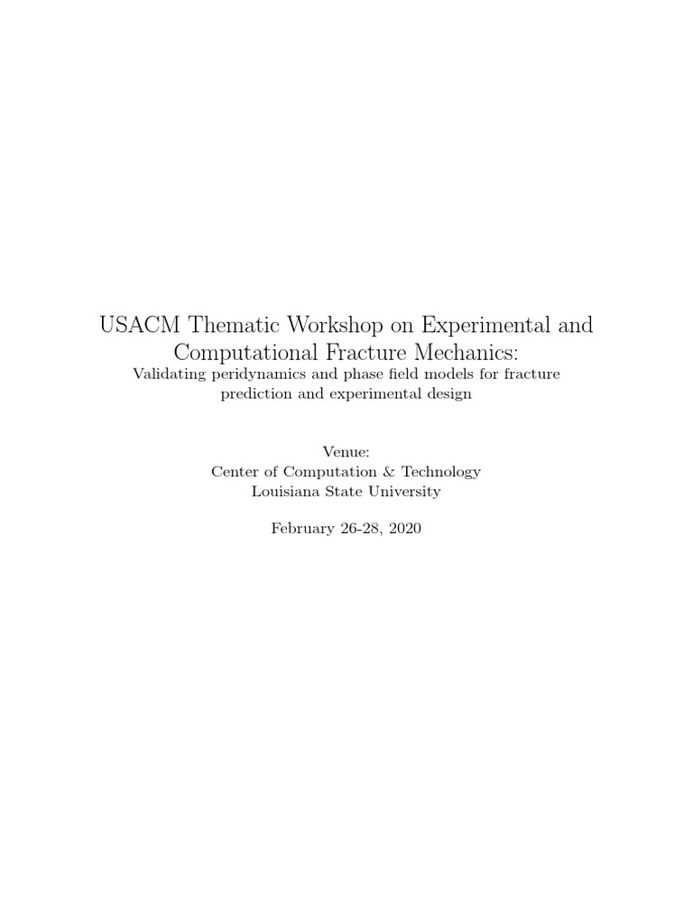 USACM Thematic Workshop On Experimental and Computational Fracture Mechanics | Download Free PDF ...