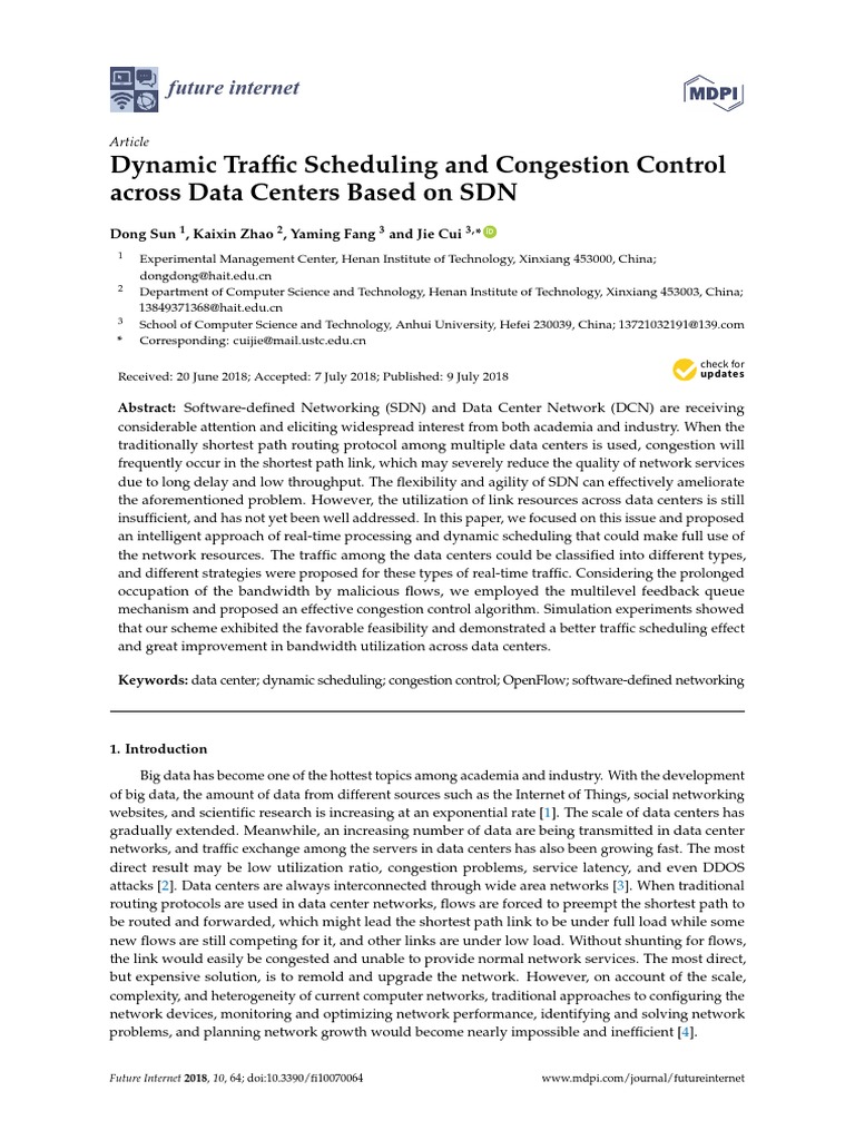 Dynamic Traffic Scheduling and Congestion Control Across Data Centers Based On SDN | PDF ...