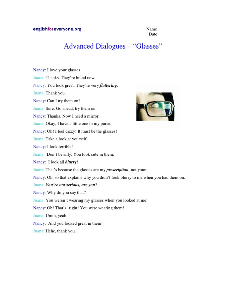 Advanced Dialogues With Multiple Choice Questions - Glasses | PDF ...