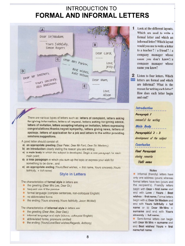 P1 - Unit 1 - Introduction To Formal and Informal Letters | PDF