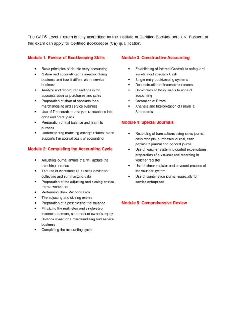 The Cat Level 1 PDF Free | PDF | Bookkeeping | Financial Services