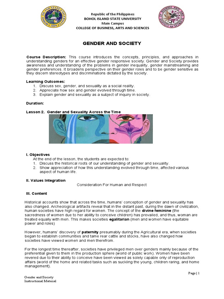 Page - 1 Gender and Society Instructional Material | PDF | Gender ...