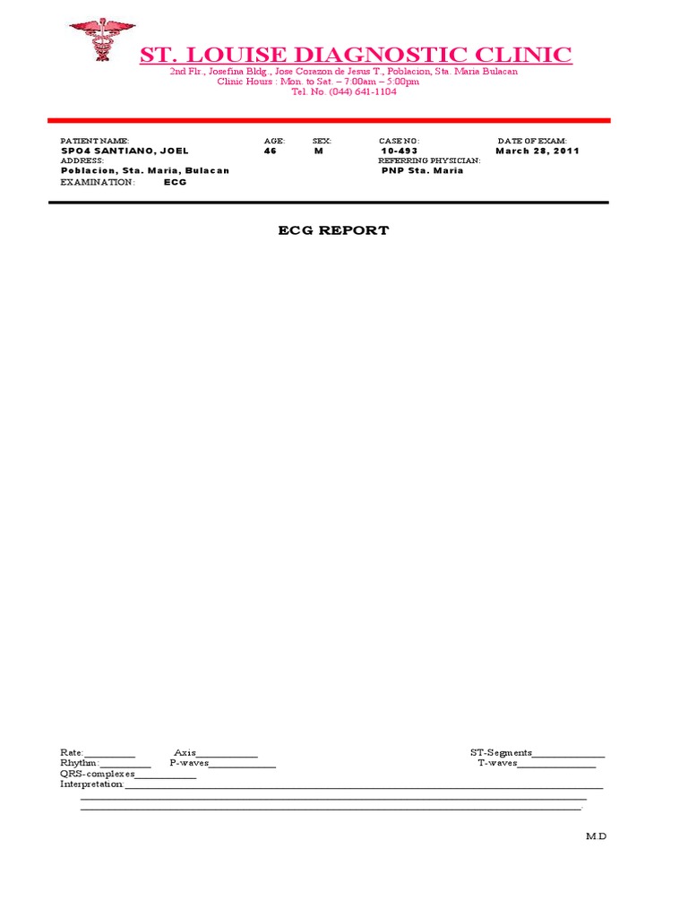 ECG Report for Joel Santiano | PDF | Wellness