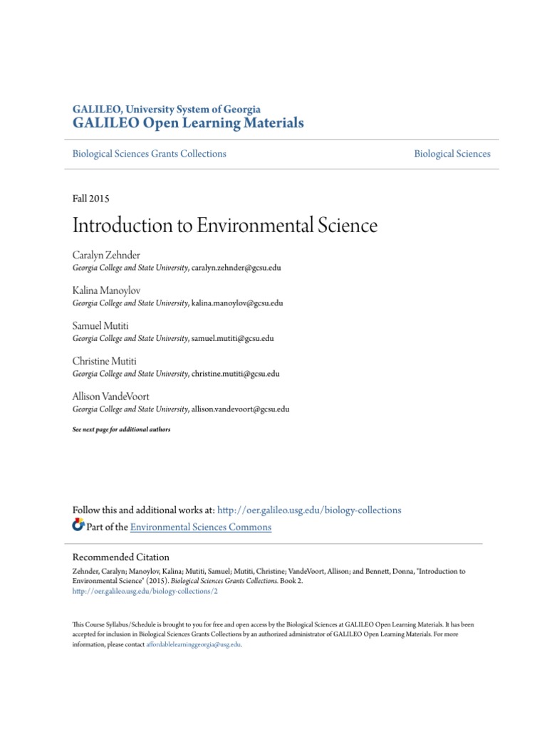 Introduction To Environmental Science | PDF | Textbook | Science