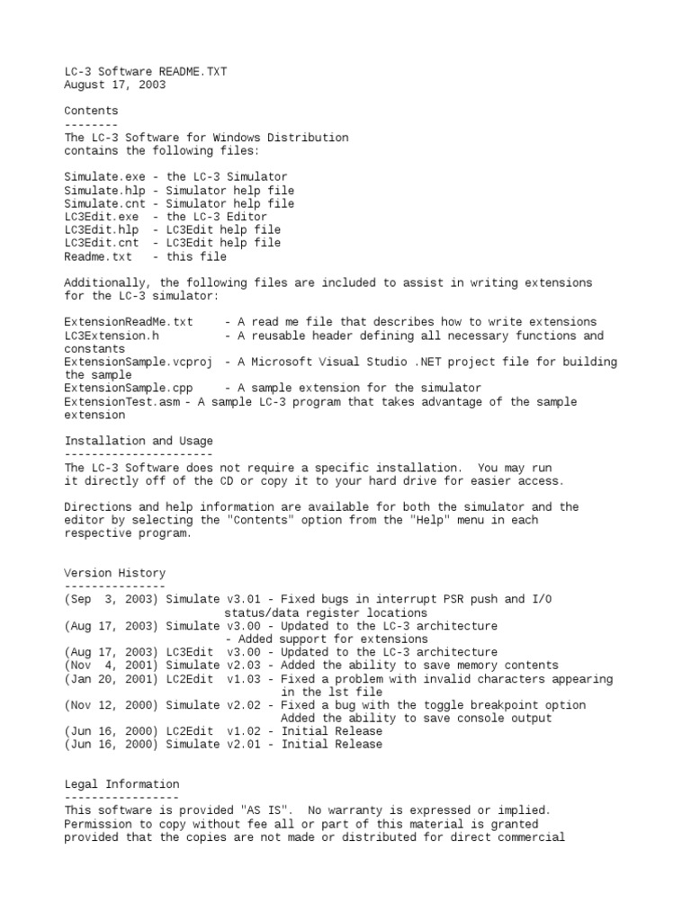 Readme | PDF | Software | Computer File