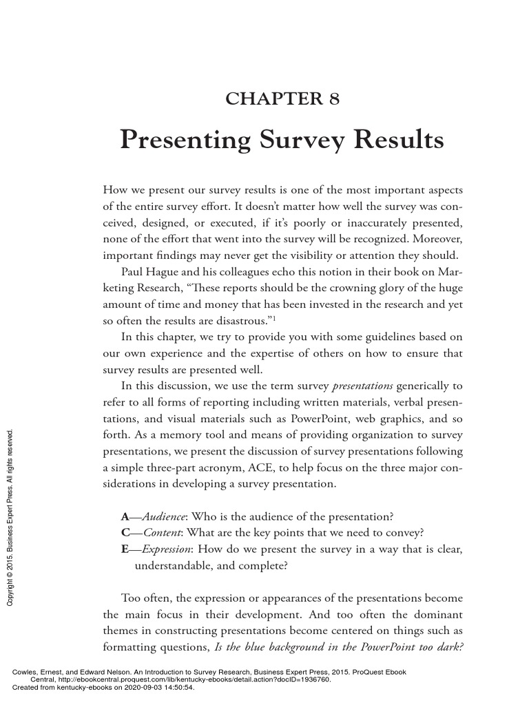 An Introduction To Survey Research - (Chapter 8 Presenting Survey ...