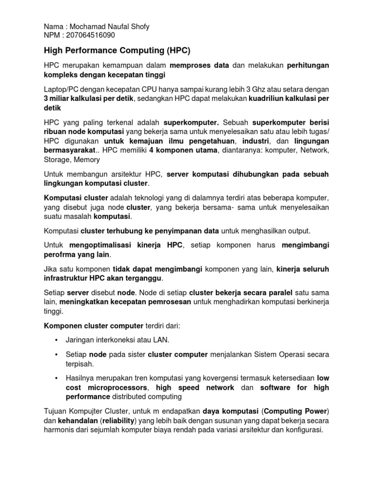 Rangkuman HPC 1 | PDF