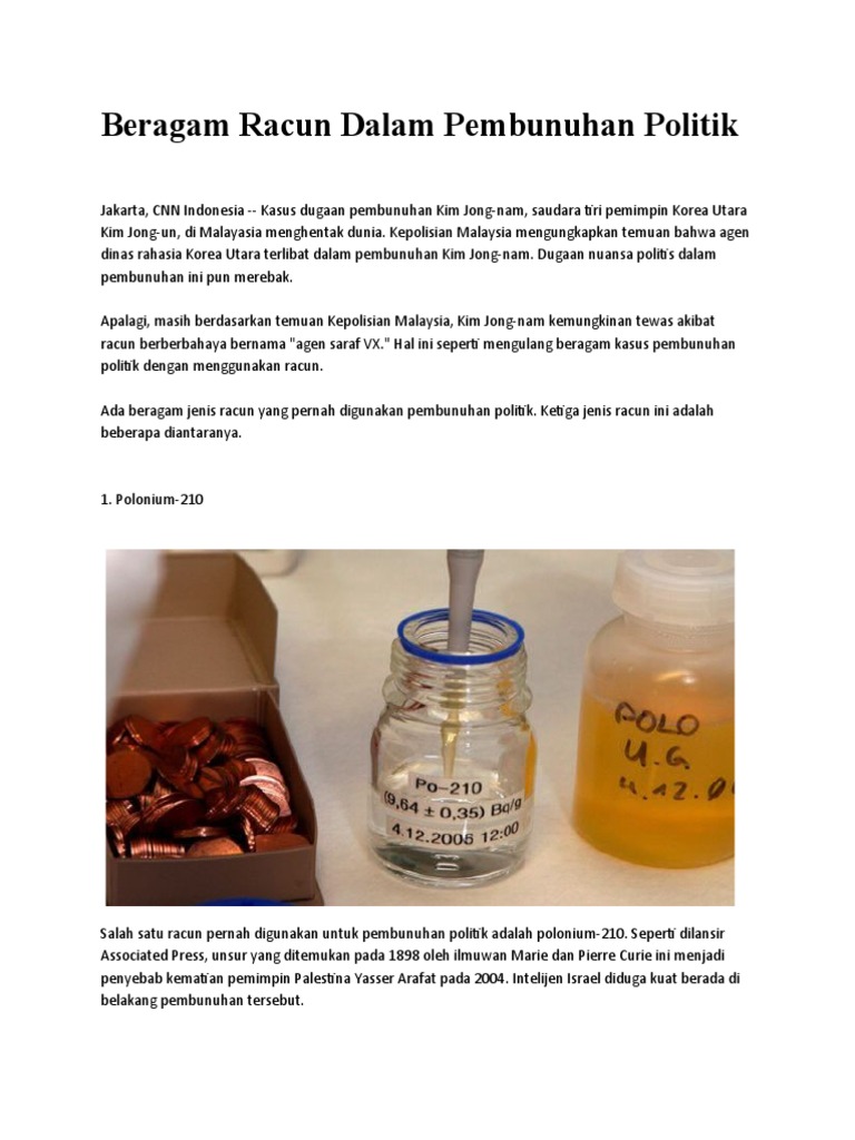 Beragam Racun Dalam Pembunuhan Politik | PDF