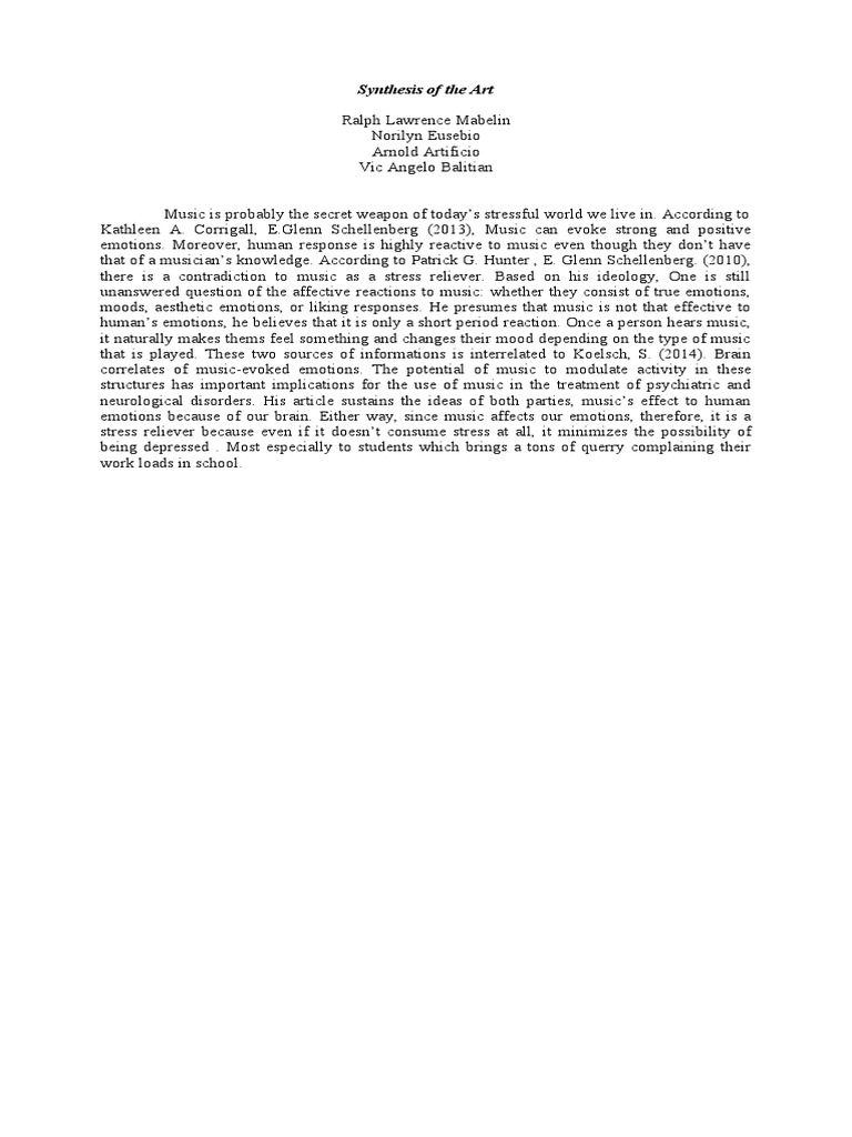 Synthesis of The Art | PDF