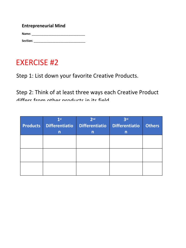 The Creative Product Worksheet | PDF