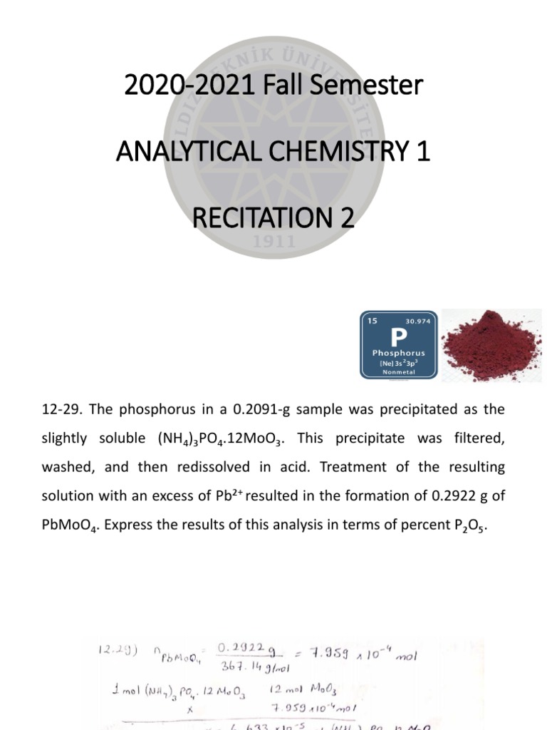 Analytical Chemistry Recitation Problems | PDF | Science & Mathematics