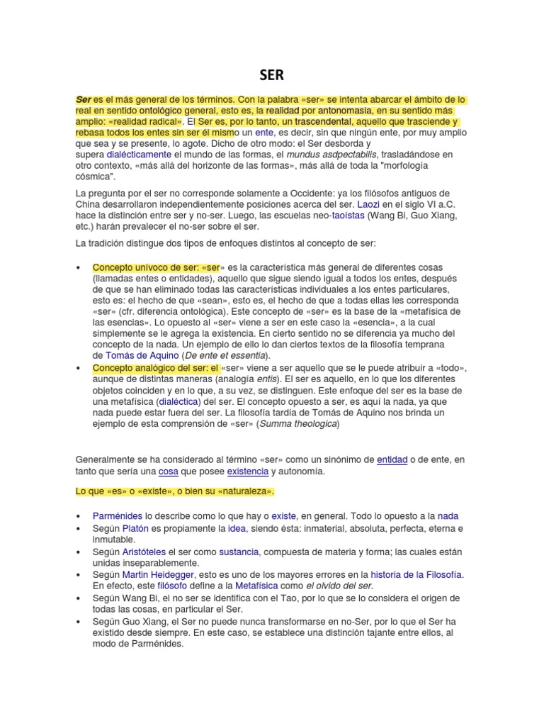 Concepto y Teoría del Ser en Filosofía | PDF | Epistemología | Teorías ...