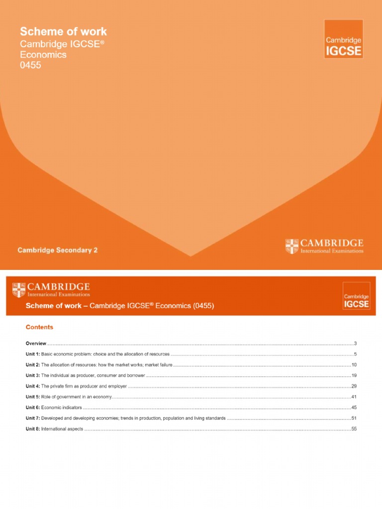 Scheme of Work Cambridge IGCSE Economics | PDF