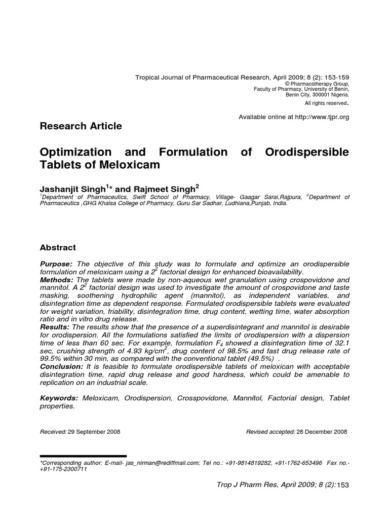 Optimization and Formulation of Orodispersible Tablets of | PDF ...
