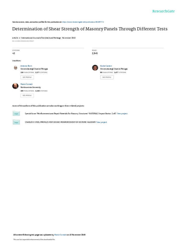 Determining Masonry Shear Strength Through Tests | PDF | Strength Of ...
