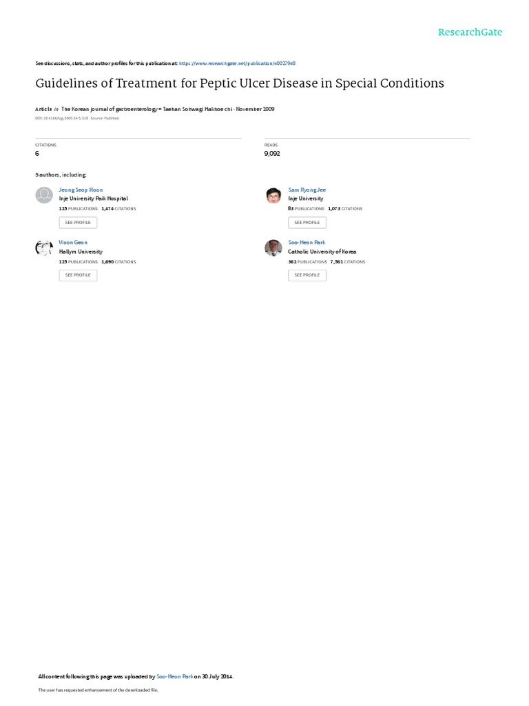 Guidelines of Treatment For Peptic Ulcer Disease I | PDF | Clinical ...