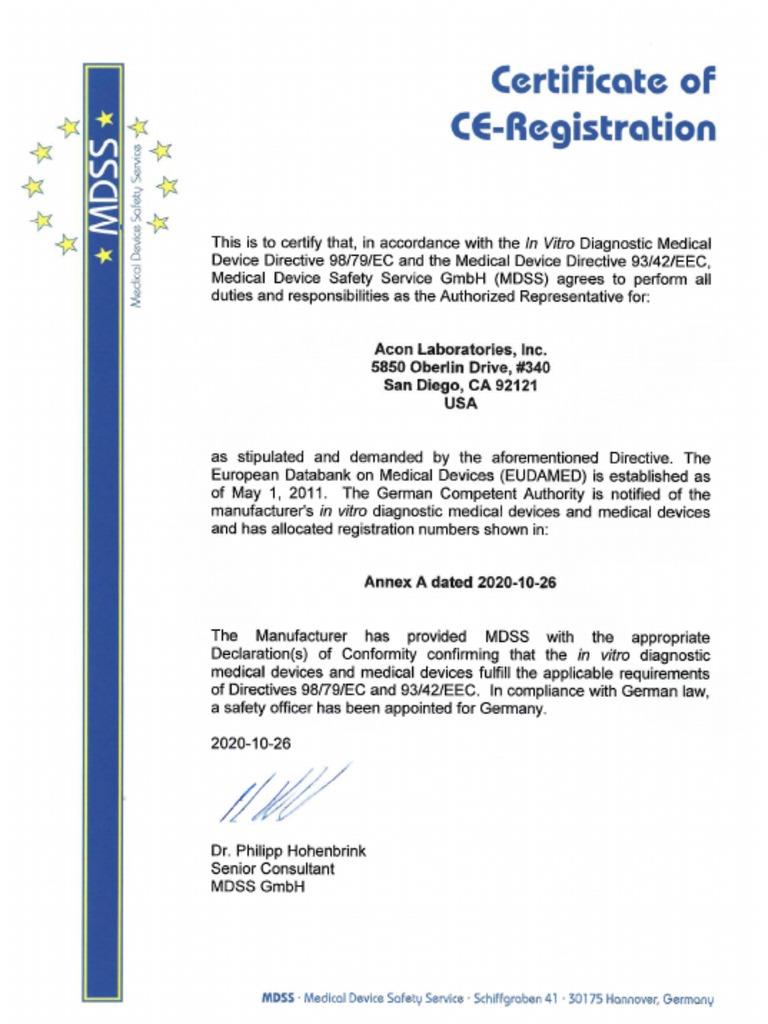 ACON - Certificate of CE Reg 2020 - 10 - 26 | PDF