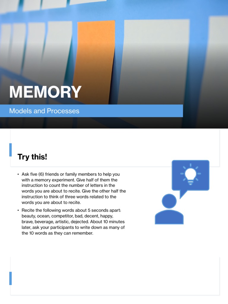 Memory: Models and Processes | PDF | Memory | Recall (Memory)