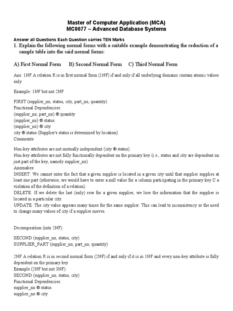 Master of Computer Application-Mc0077 | PDF | Computer Engineering | Databases