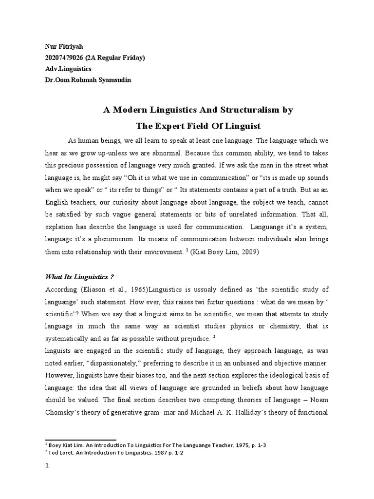 A Modern Linguistics and Structuralism by The Expert Field of Linguist ...