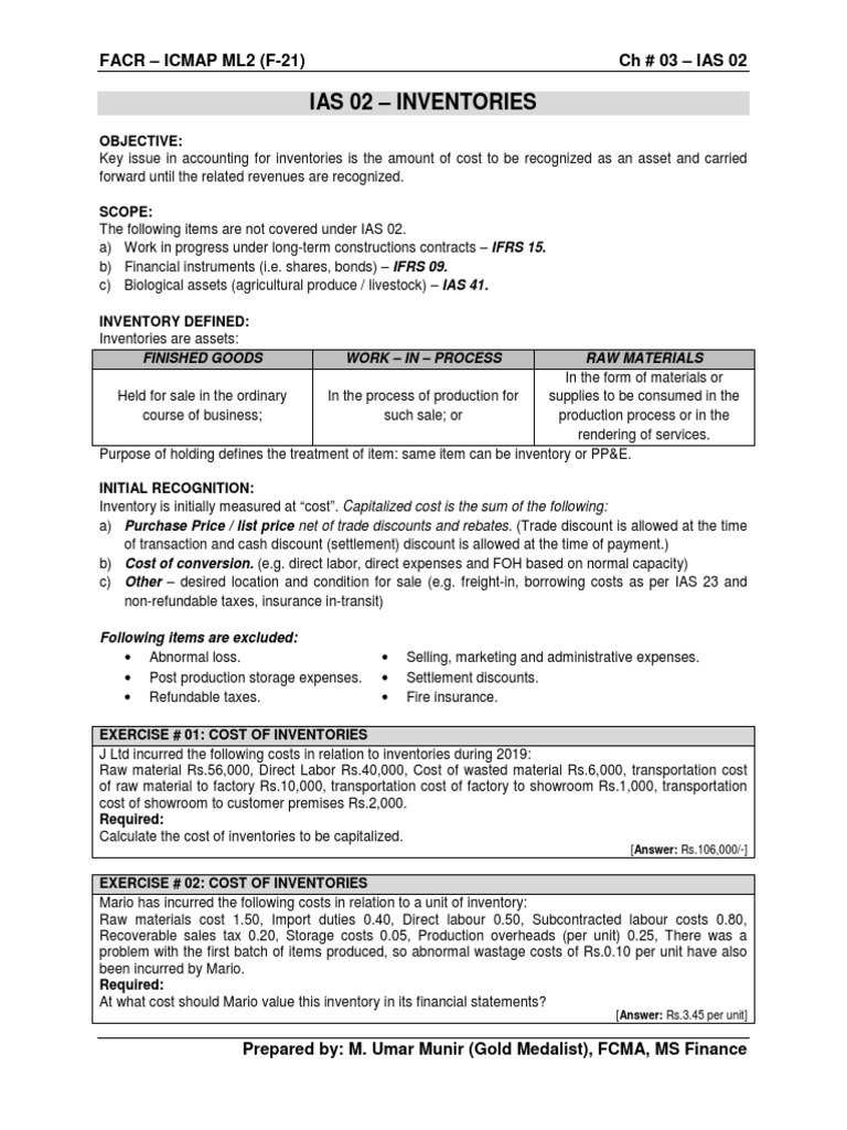 IAS 02: Accounting for Inventories Guide | PDF | Inventory ...