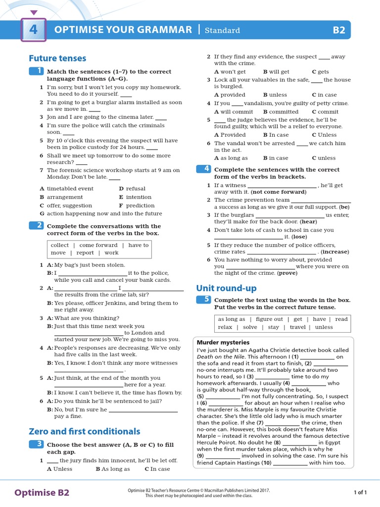 OPT B2 U04 Grammar Standard | PDF | Burglary | Arthur Hastings