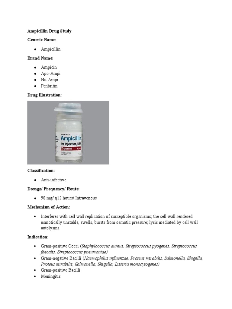 Ampicillin Drug Study Generic Name | Download Free PDF | Medical ...