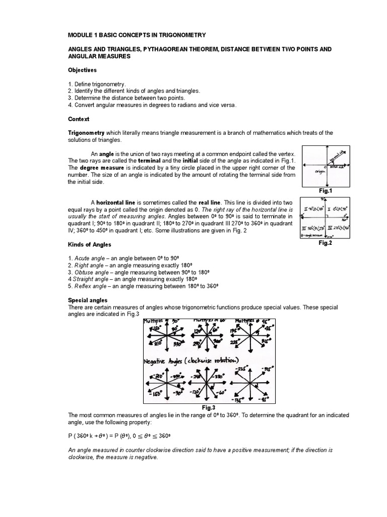 Module I Trigo | PDF | Angle | Triangle