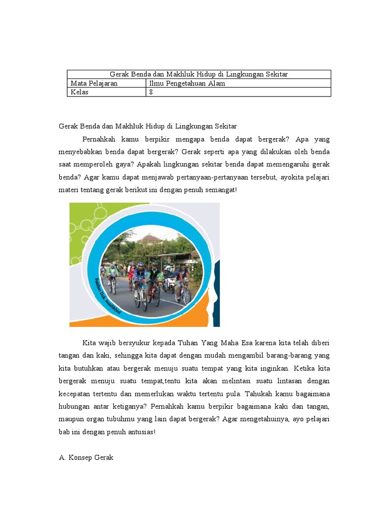 Gerak Benda Dan Makhluk Hidup Di Lingkungan Sekitar | PDF Gerak Benda Dan Makhluk Hidup Di Lingkungan Sekitar | PDF