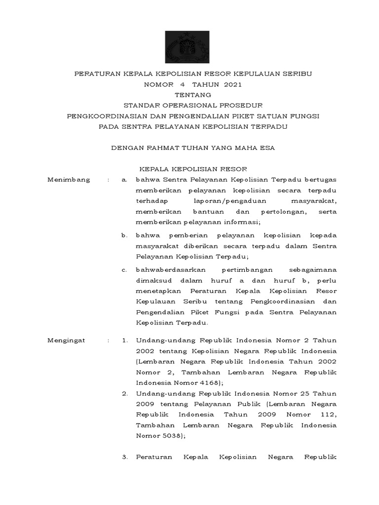 4.1. Pengkoordinasian Dan Pengendalian Piket Satfung Pada SPKT | PDF