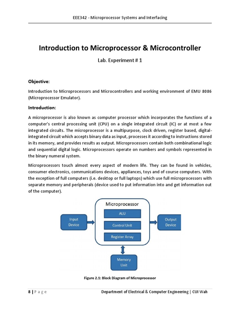 Lab 1 - Introduction To 8086 Microprocessor Emulator | PDF ...