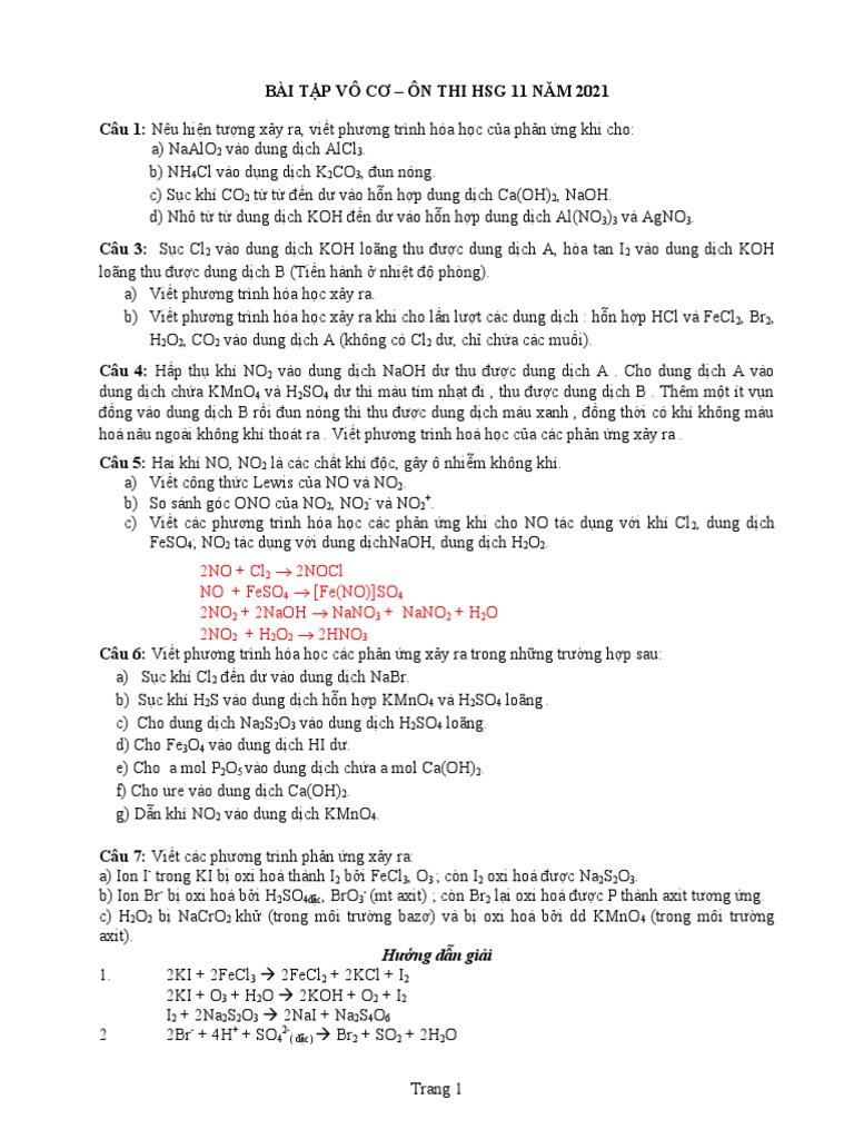 ĐỀ ÔN THI HSG 11 -VÔ CƠ TH 2021 | PDF