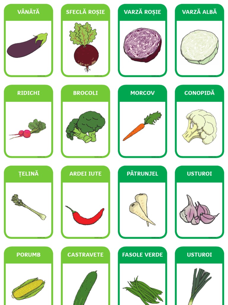 Lista de legumes e seus nomes em romeno com links para imagens | PDF