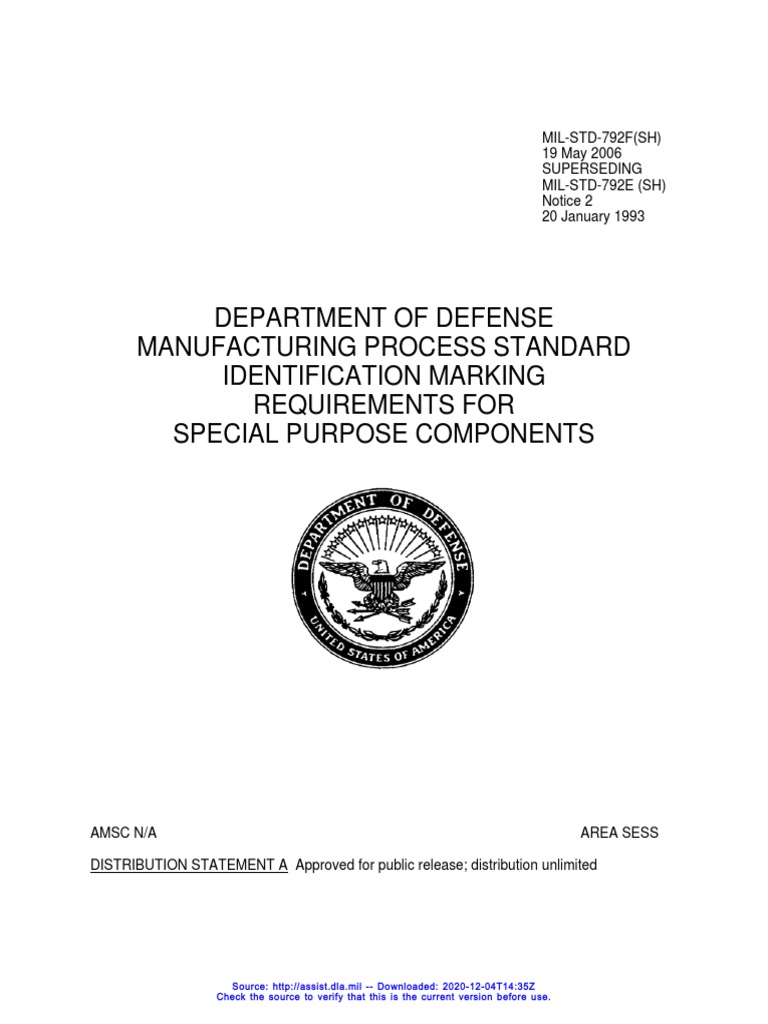 Department of Defense Manufacturing Process Standard Identification ...