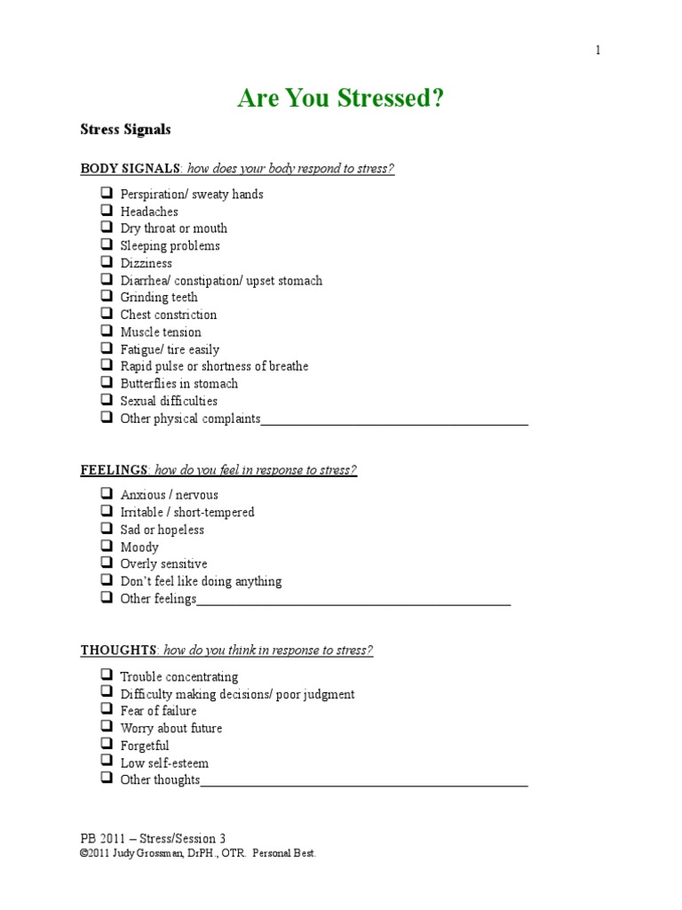 Are You Stressed?: Stress Signals | PDF