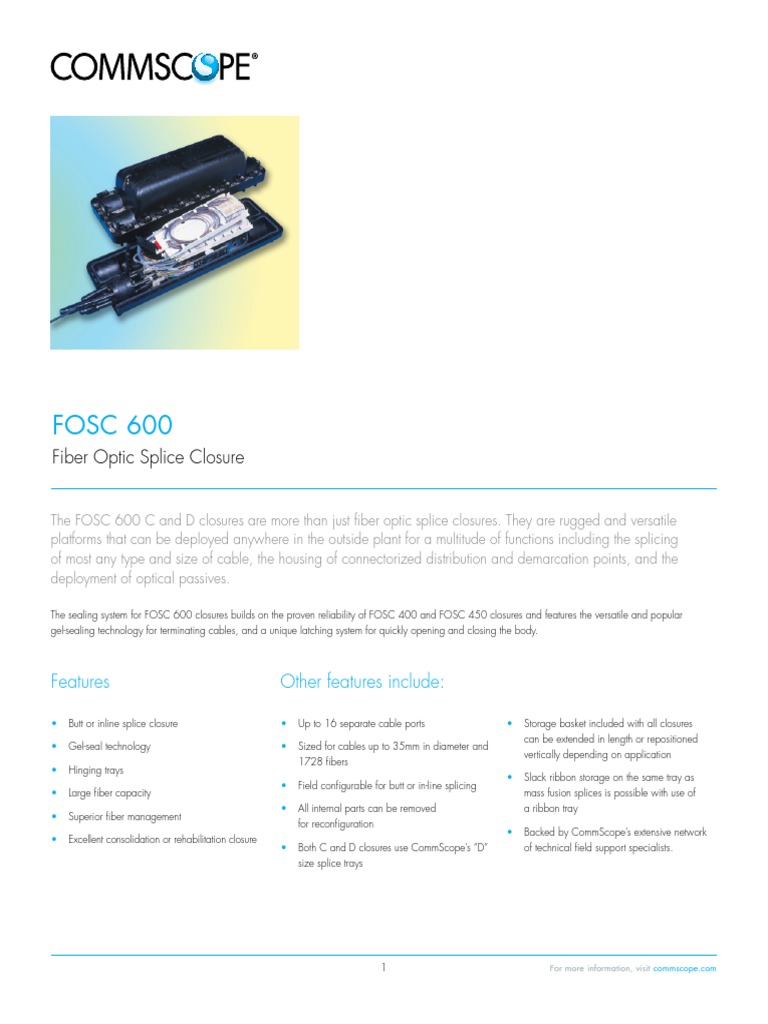 Data Sheet FOSC 600 Fiber Optic Splice Closures | PDF | Optical Fiber ...