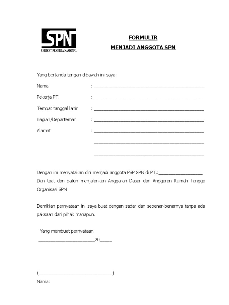 Formulir Agt SPN | PDF