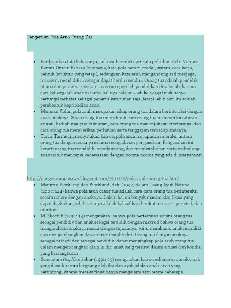 Pengertian Pola Asuh Orang Tua | PDF