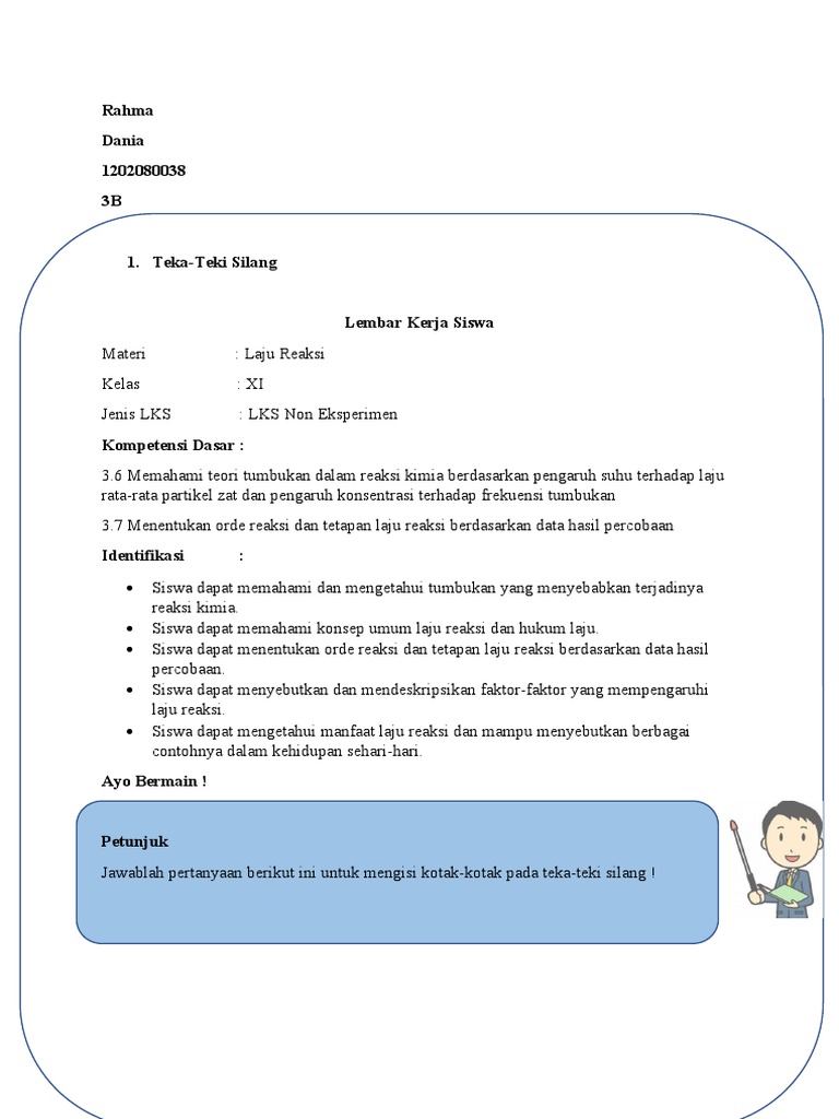 LKS Laju Reaksi untuk Kelas XI | PDF