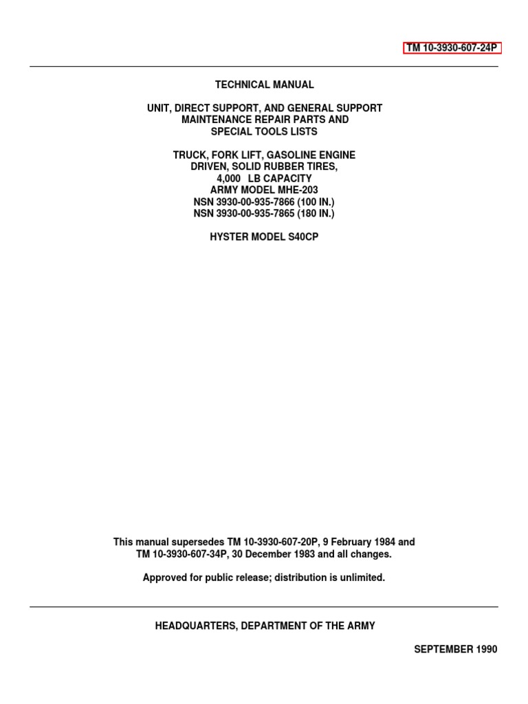 Hyster C002 S40C-P Military Service & Parts Manual | PDF | Transmission ...