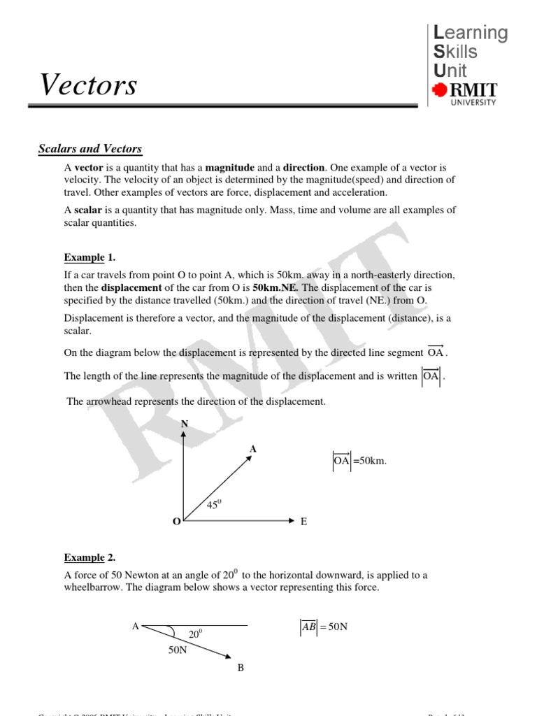 Scalars And Vectors Pdf Euclidean Vector Cartesian Coordinate System