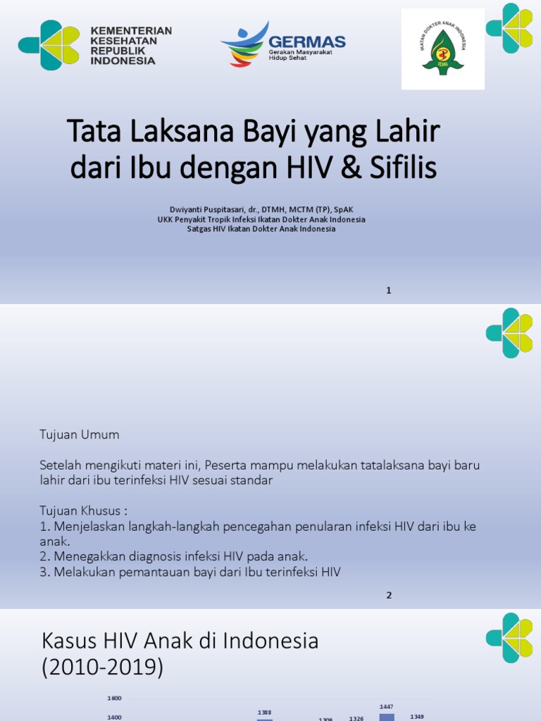 Dr. Dwiyanti Sp.a (K) IDAI - Tata Laksana BBL Ibu HIV, Sifilis Satgas HIV 2021 | PDF