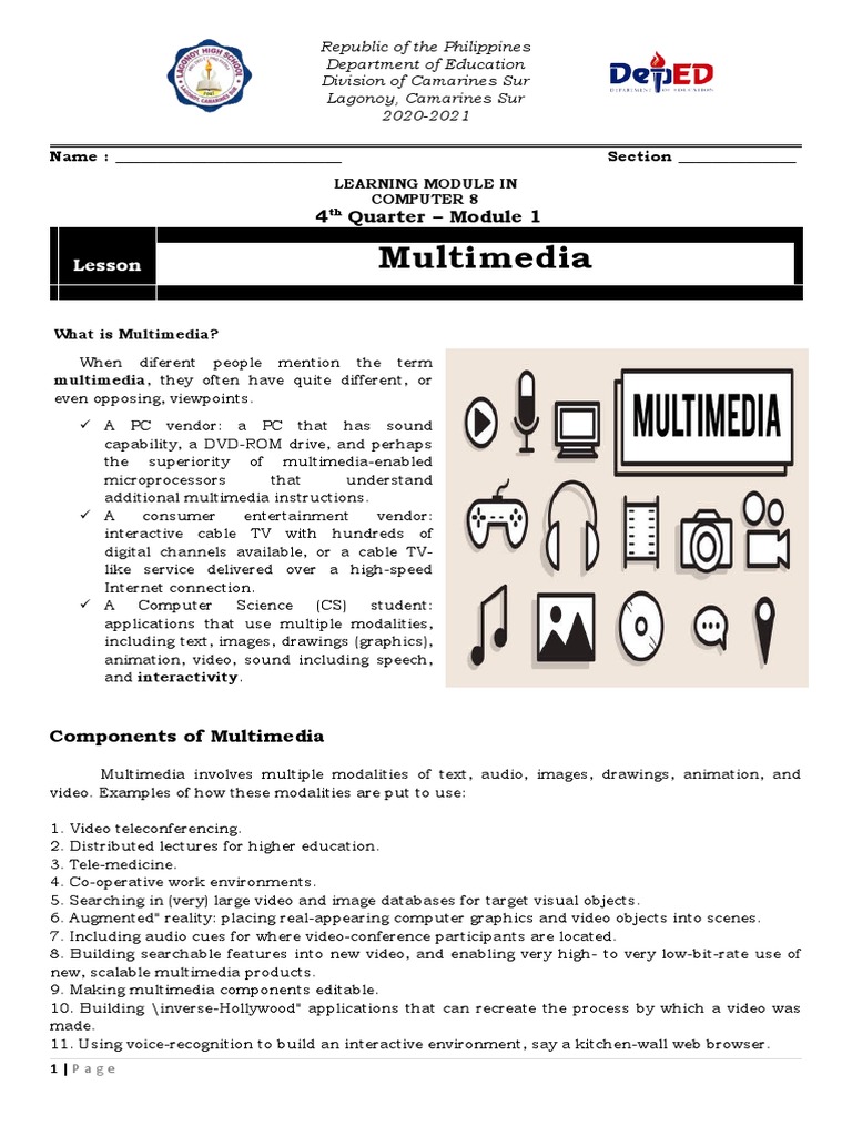 Comp8 - Quarter 4 Module 1 | PDF | Multimedia | Hypertext