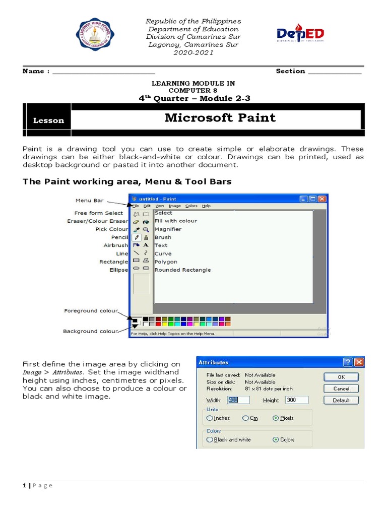 An In-Depth Guide to Using Microsoft Paint for Creative Designs | PDF ...