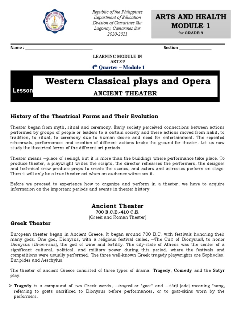 Arts - Health 9 - Quarter 4 Module 1 | PDF | Theatre | Tragedy