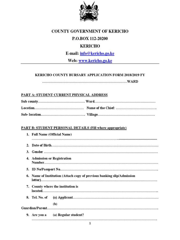 01-Bursary Application Form 2018-2019 Final | PDF | Government
